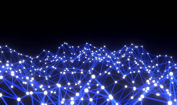 3d illustration Plexus geometry or line and dot connection on black background..Network ...