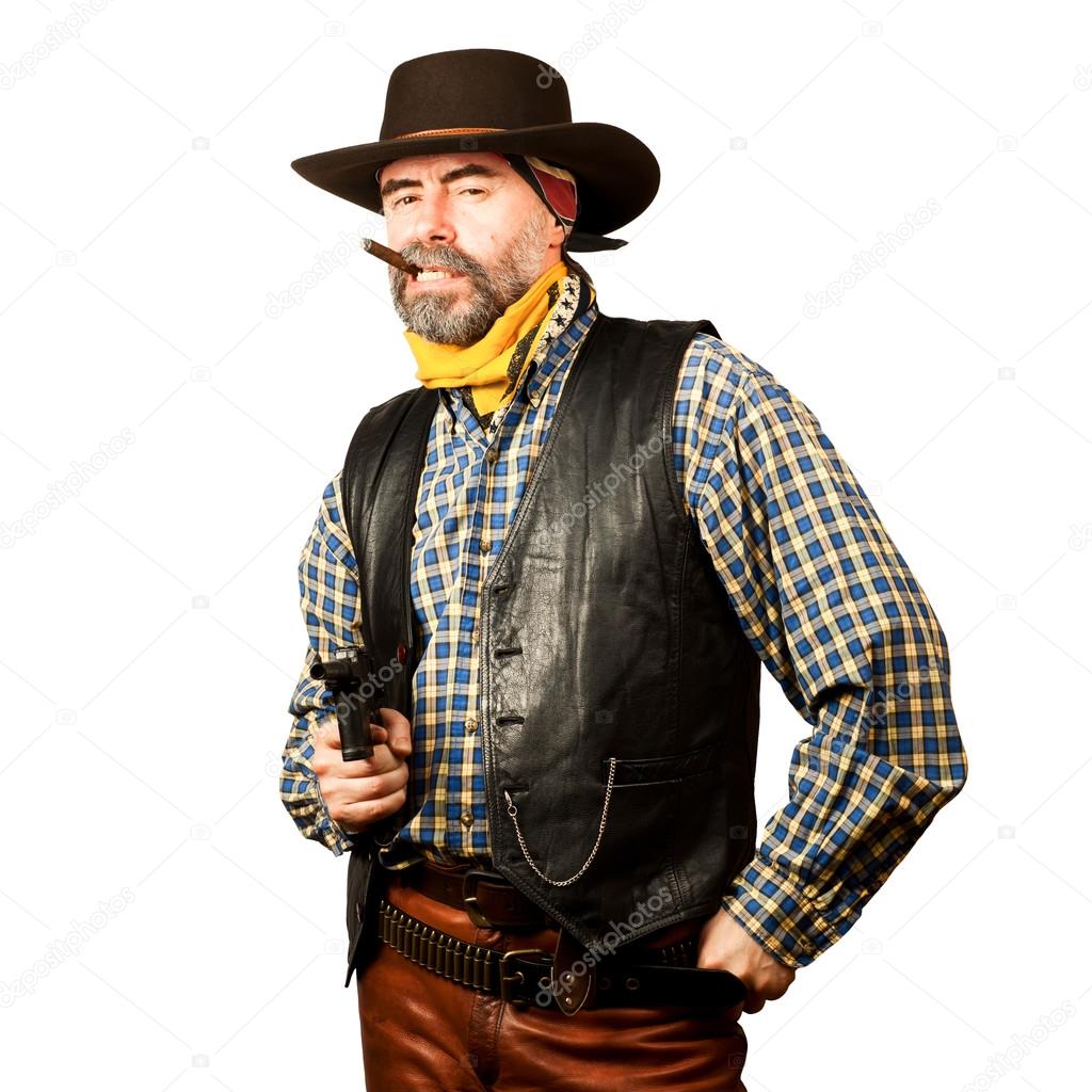 American cowboy smoking cigar — Stock Photo © photo-deamles #25864563