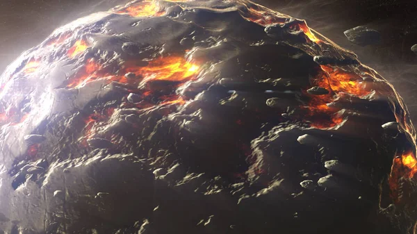 Dead Planet Hot Lava Magma Asteroidscinematic View Destroyed Death Star — Stock Photo ...