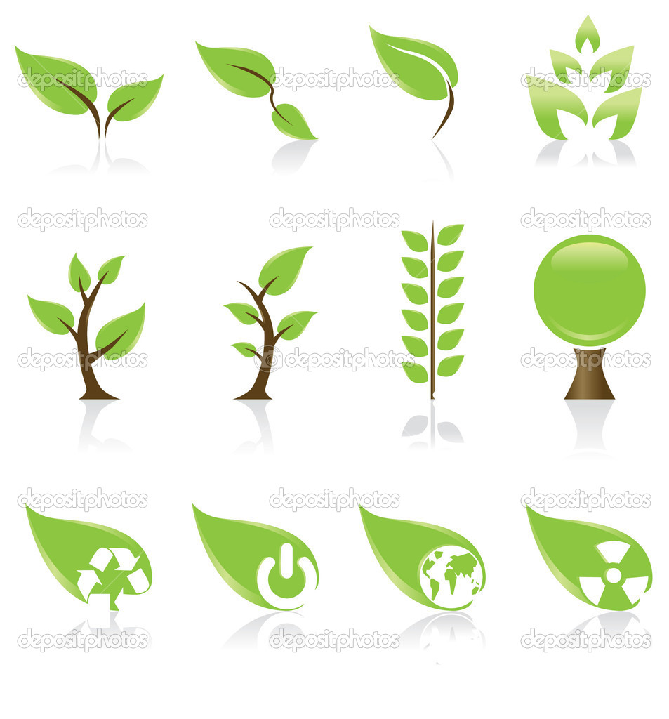 Set of 12 environmental green icons for your design idea Stock Vector ...