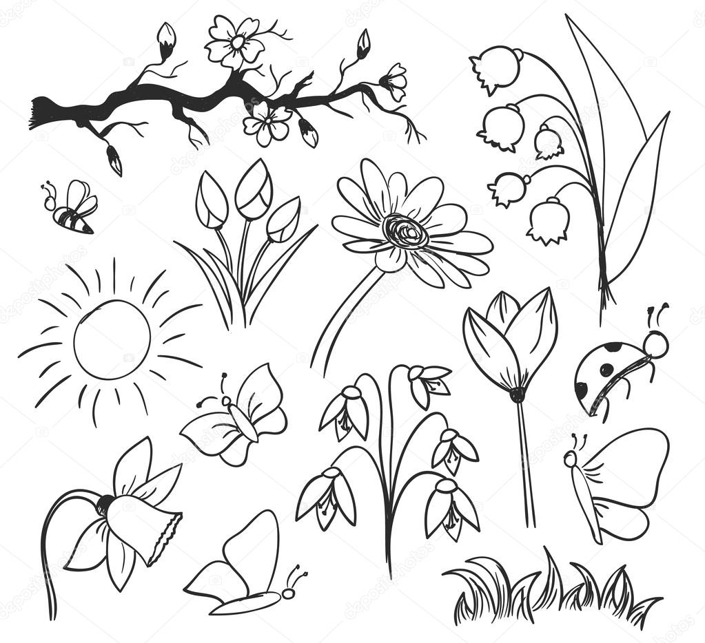 Primavera vector bosquejo flores Vector de stock por ©tereez 46429595
