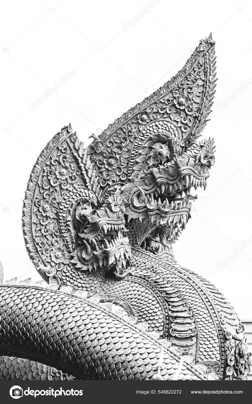 Sculpture Dragon Serpent Naga Legendary Animal Thailand Wat Kham Chanod ...