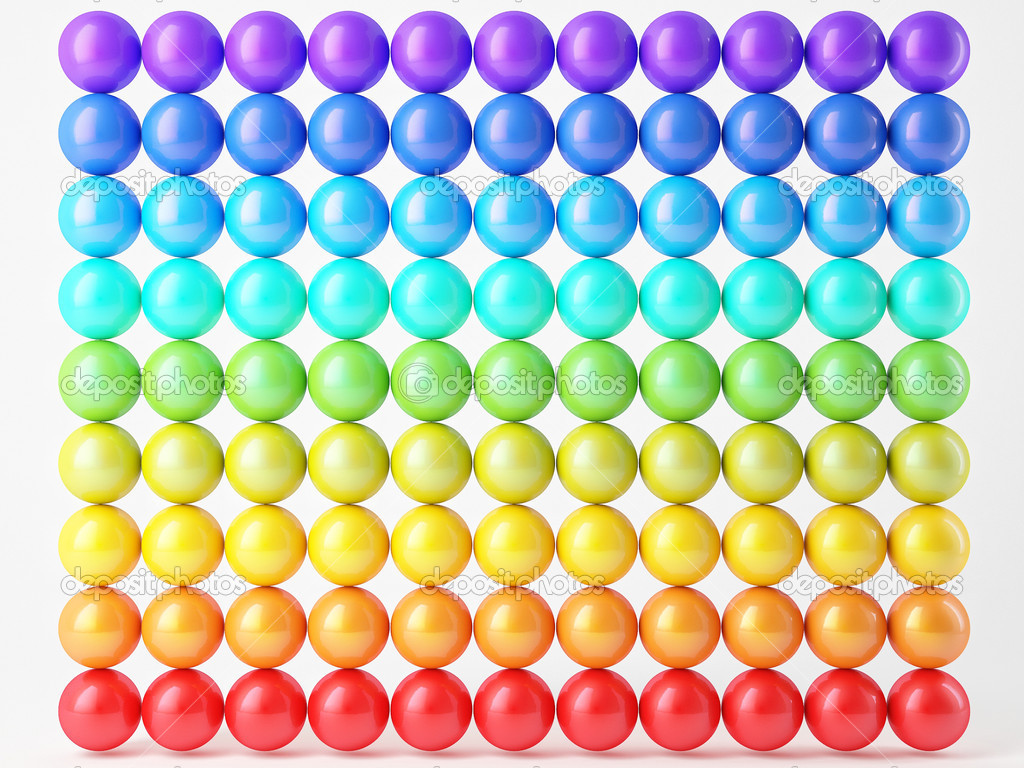 Composition of reflection balls isolated over white, matrix-array Stock ...