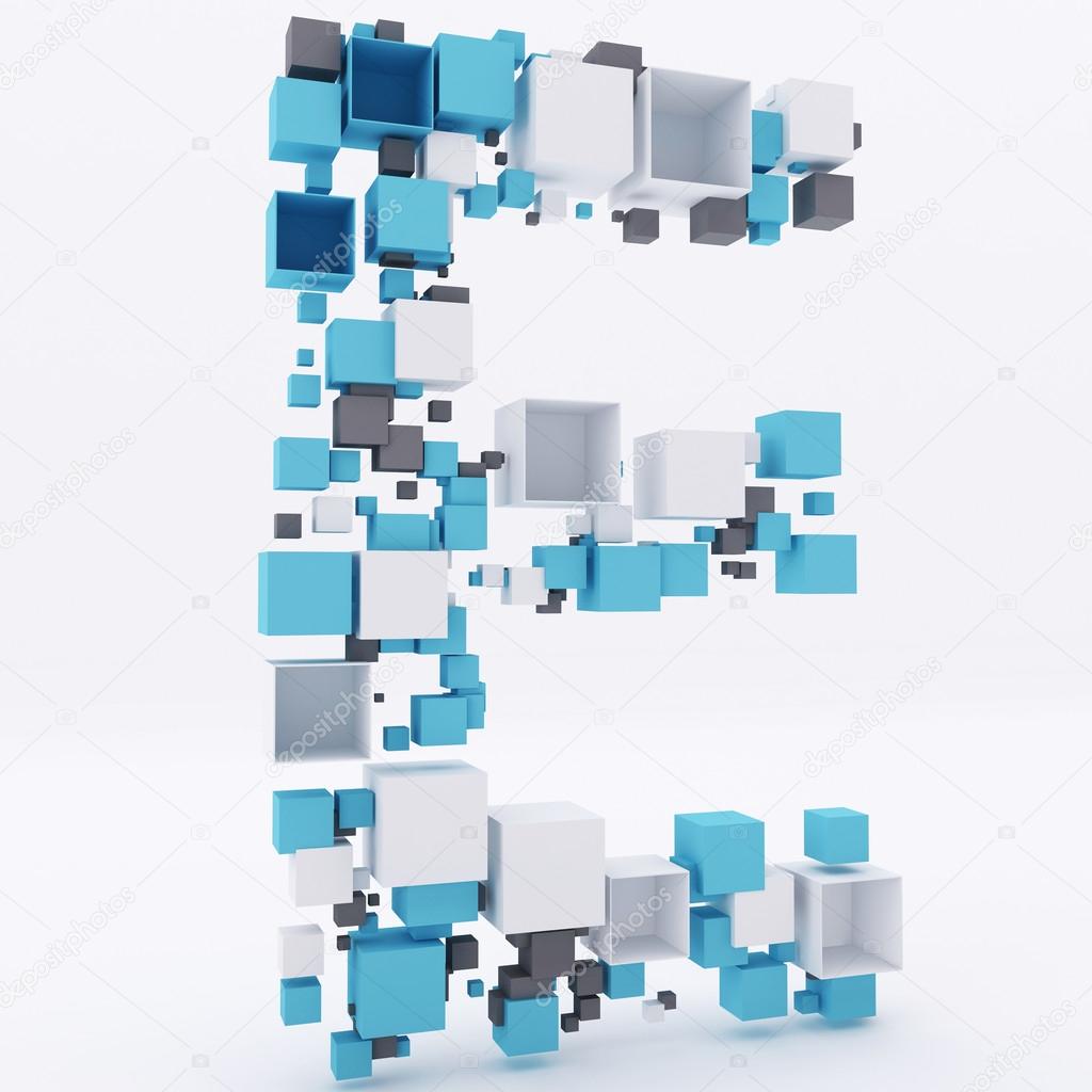 3D letter E build out of cubes Stock Photo by ©CorDesign 25200165