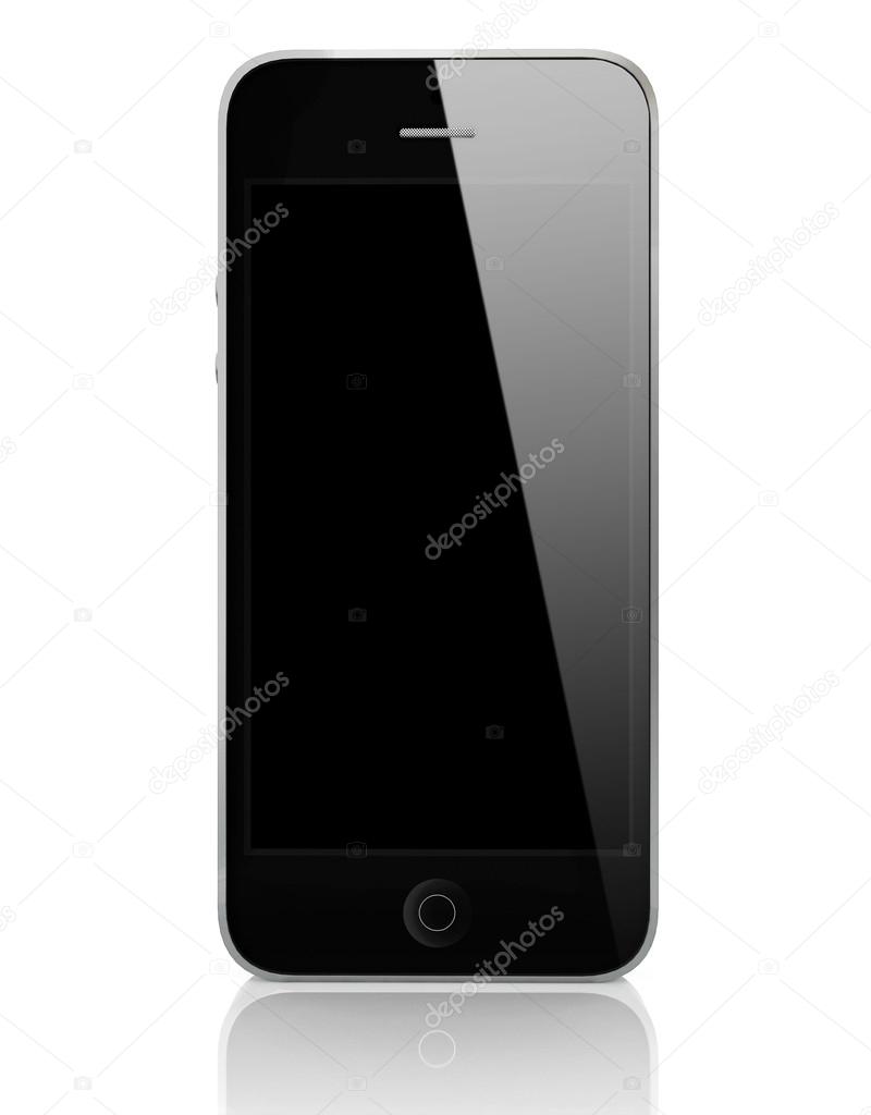Black Smart Phone with Shiny Effect Isolated on White Backgroun — Stock ...