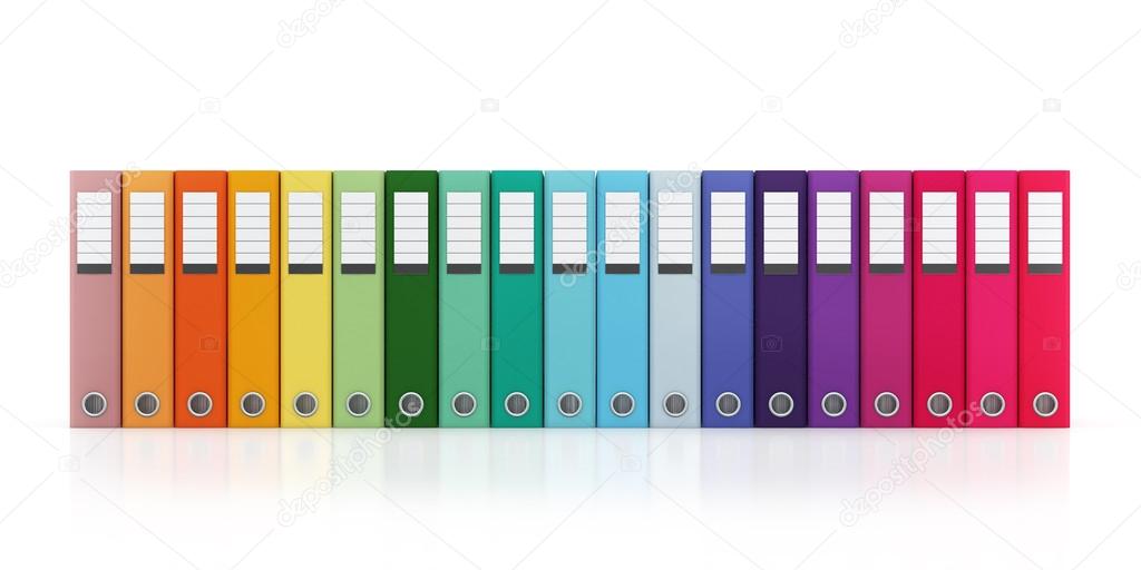 Multicolor Office Folder File Horizontal Composition Isolated on White ...