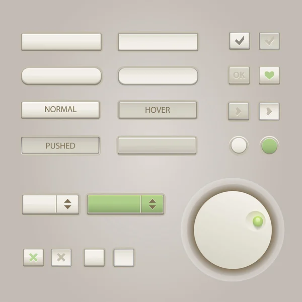 User interface elements: Buttons, Switchers, On, Off, Player, Audio ...