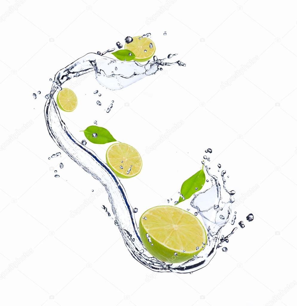 Lime, water splash Stock Photo by ©habovka 36407317