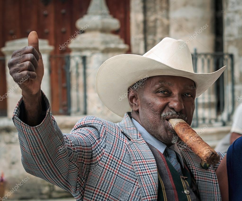 Authentic cuban retro style gentleman with big cigar – Stock Editorial ...