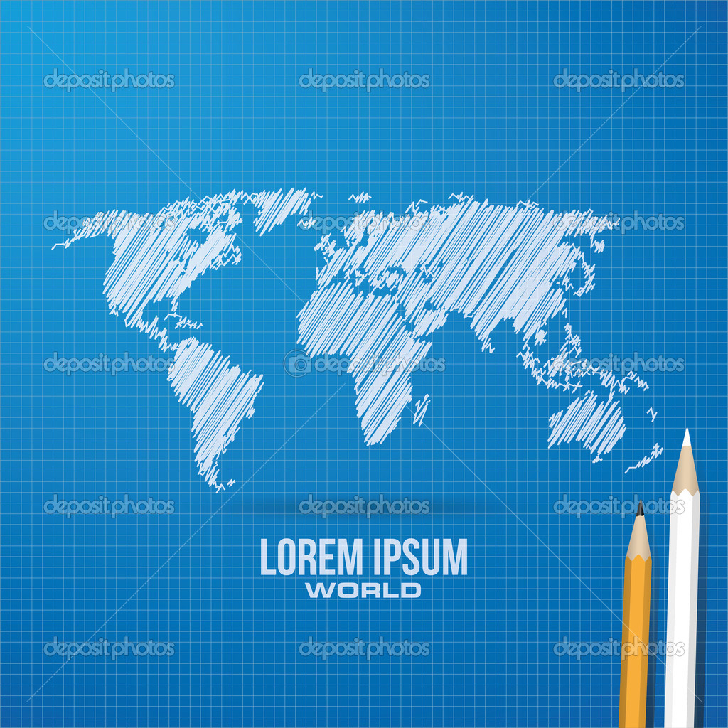 World map blueprint Stock Vector by ©Microstock77 44197207