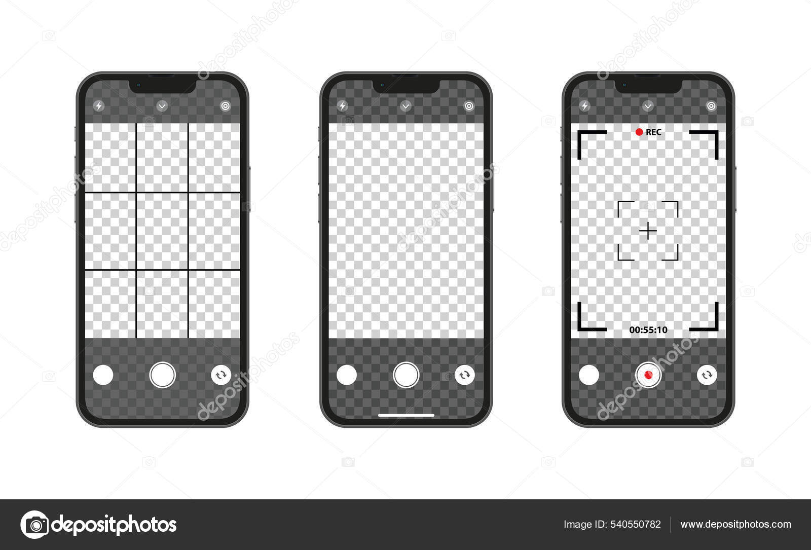 Mobile Phones Camera Interface Vector Format Vector de stock #540550782 de ©Microstock77