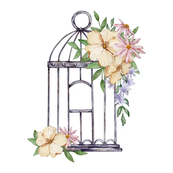 Vintage cage with flowers Stock Photos, Royalty Free Vintage cage with ...