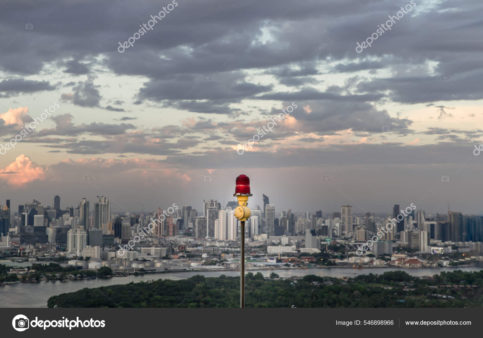 Red Lantern Obstruction Lights Mounted Rooftop High Rise Tall Building ...