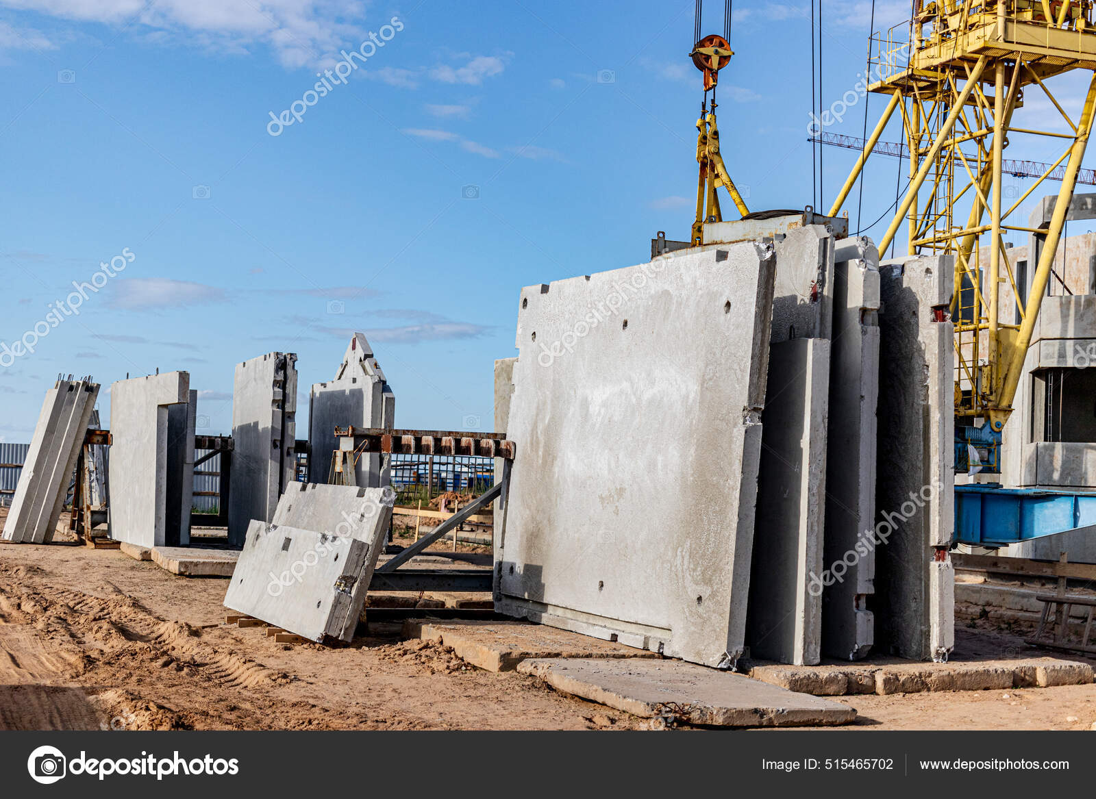 Many Precast Concrete Wall Panels Stocking Storage Area Waiting ...