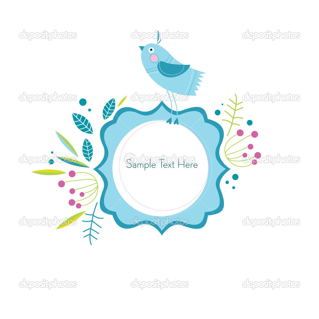 Frame with bird and flowers Stock Illustration by ©utchenko_olga #29504753