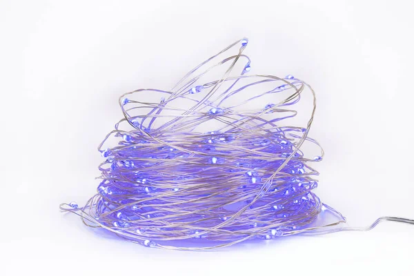 LED string lights. Party holiday christmas decoration lights. Close up ...