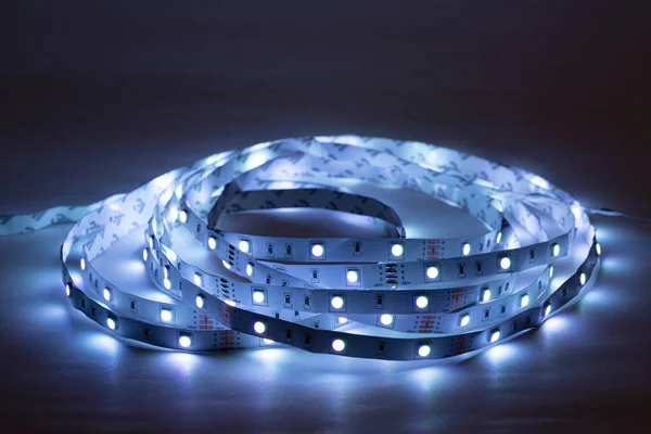 LED string lights. Party holiday christmas decoration lights. Close up ...