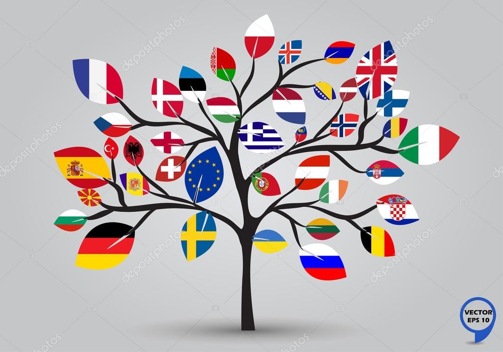 Leaf flags of Europe in tree design Stock Vector by ©delpieroo 51128151
