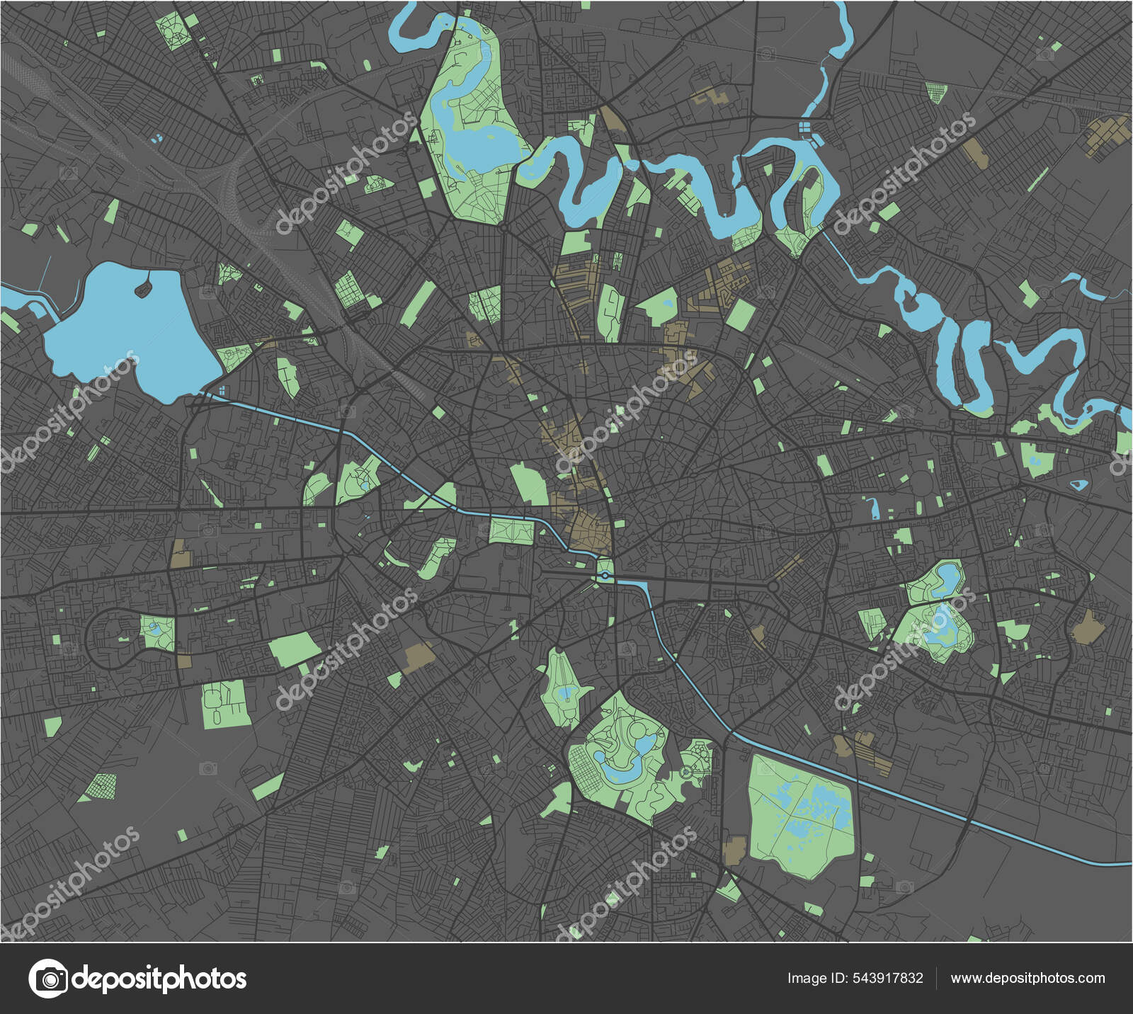 Bucharest Vector Map Dark Colors Stock Vector by ©delpieroo 543917832