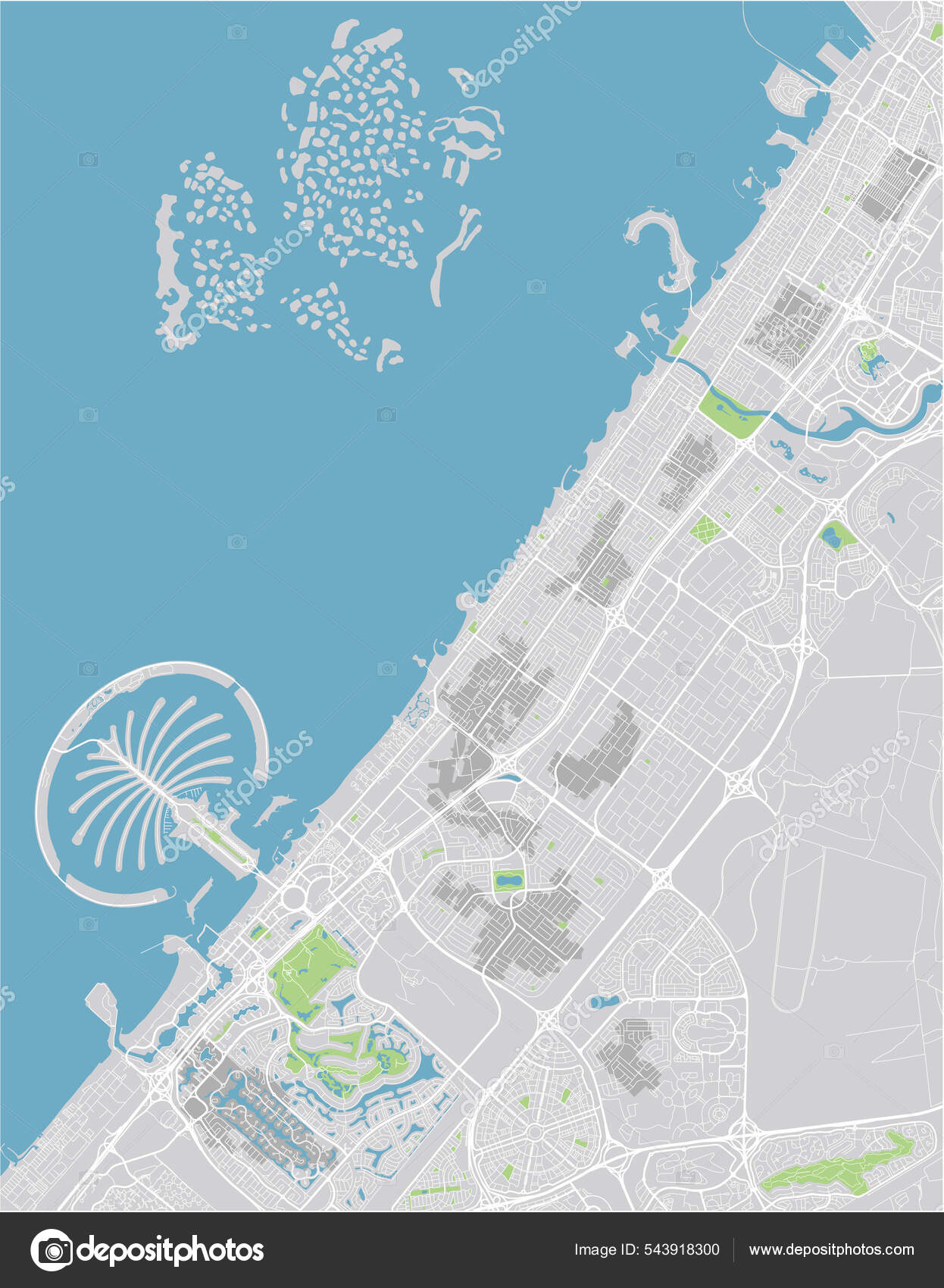 Vector City Map Dubai Well Organized Separated Layers Stock Vector ...