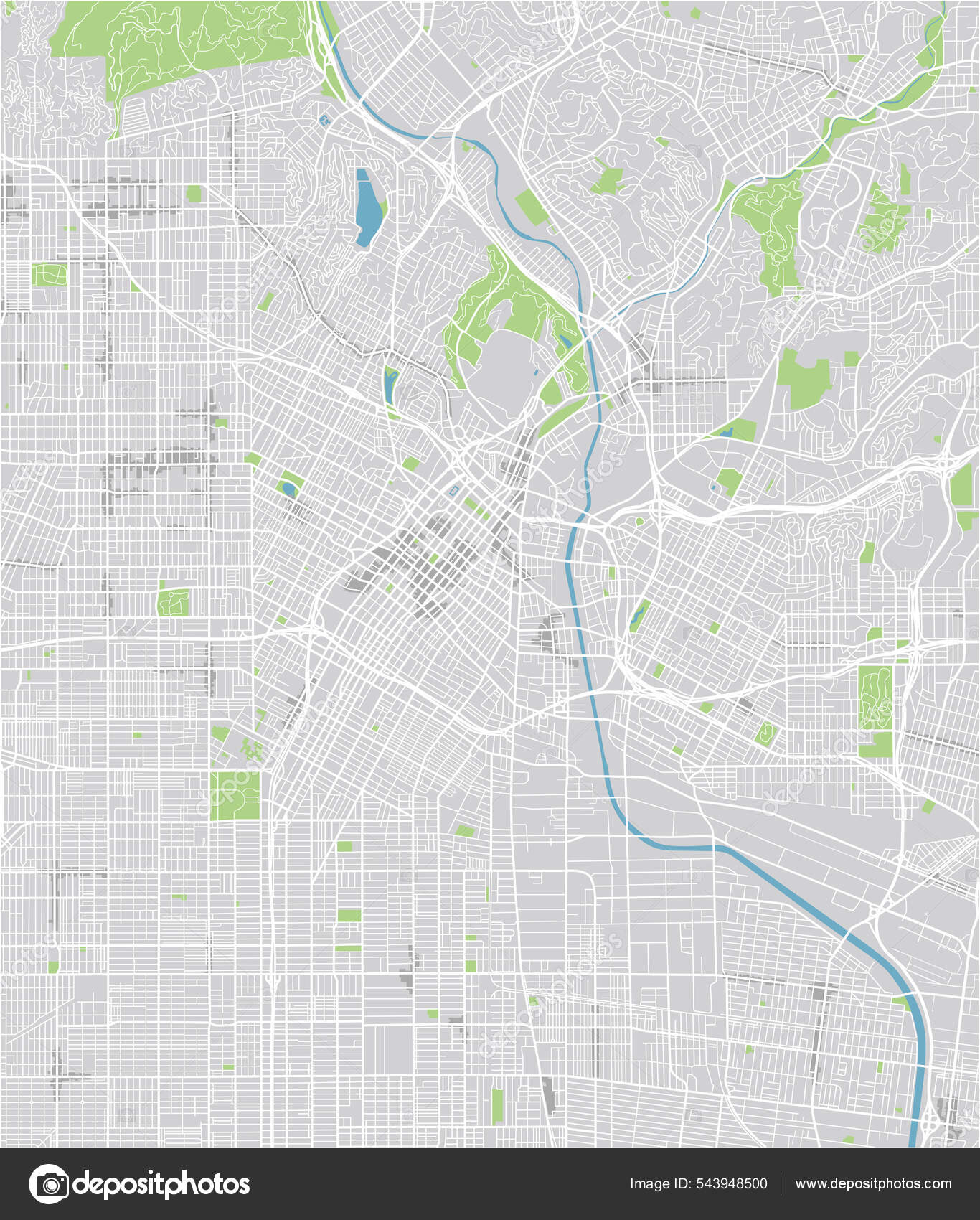 Vector City Map Los Angeles Well Organized Separated Layers Stock Vector by ©delpieroo 543948500