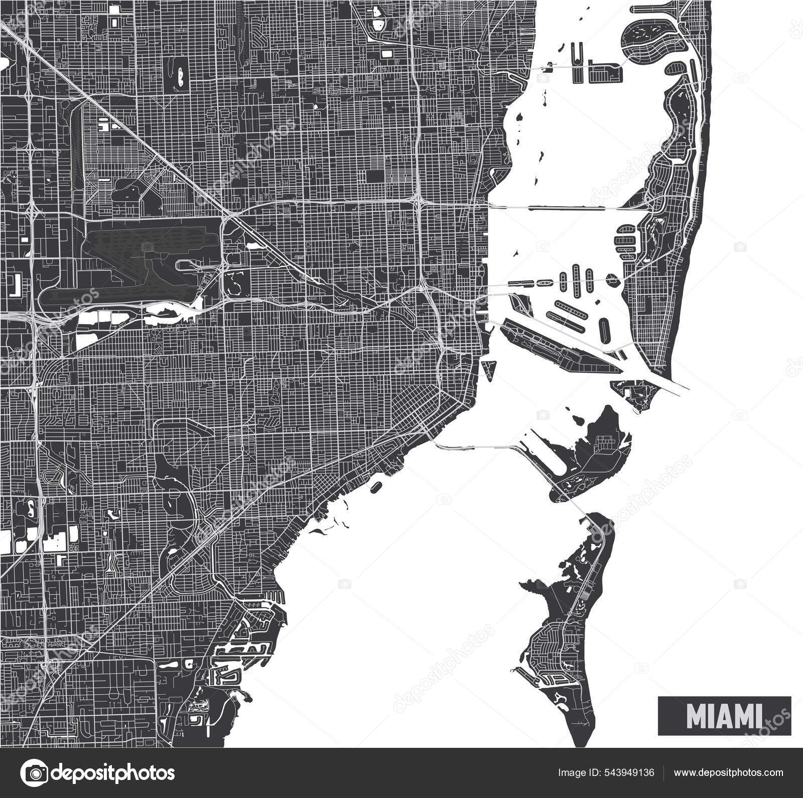 Minimalistic Miami City Map Poster Design Stock Vector Image by ...