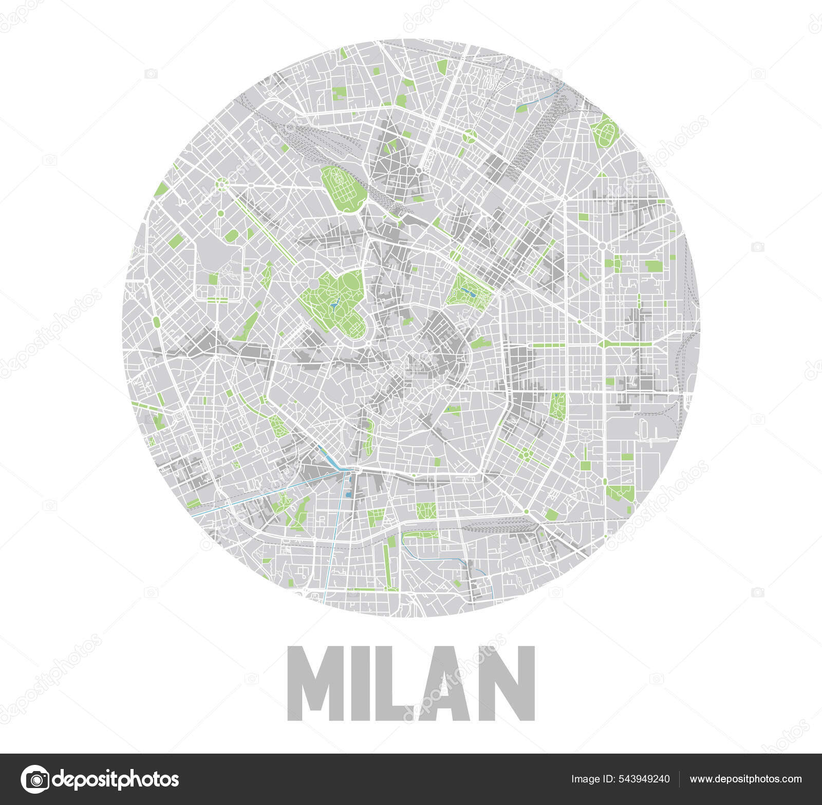 Minimalistic Milan City Map Icon Stock Vector by ©delpieroo 543949240