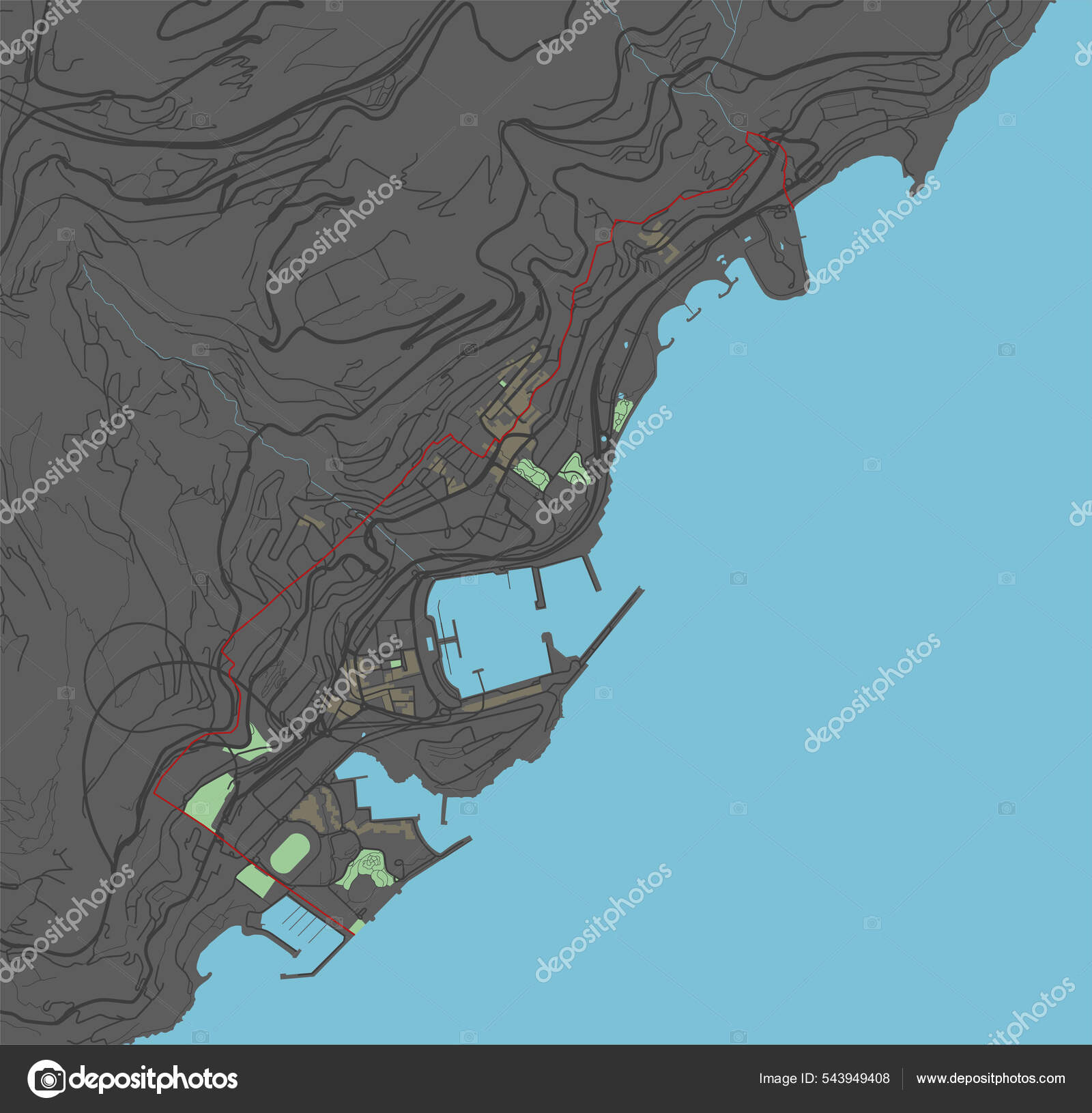 Monaco Vector Map Dark Colors Stock Vector Image by ©delpieroo #543949408