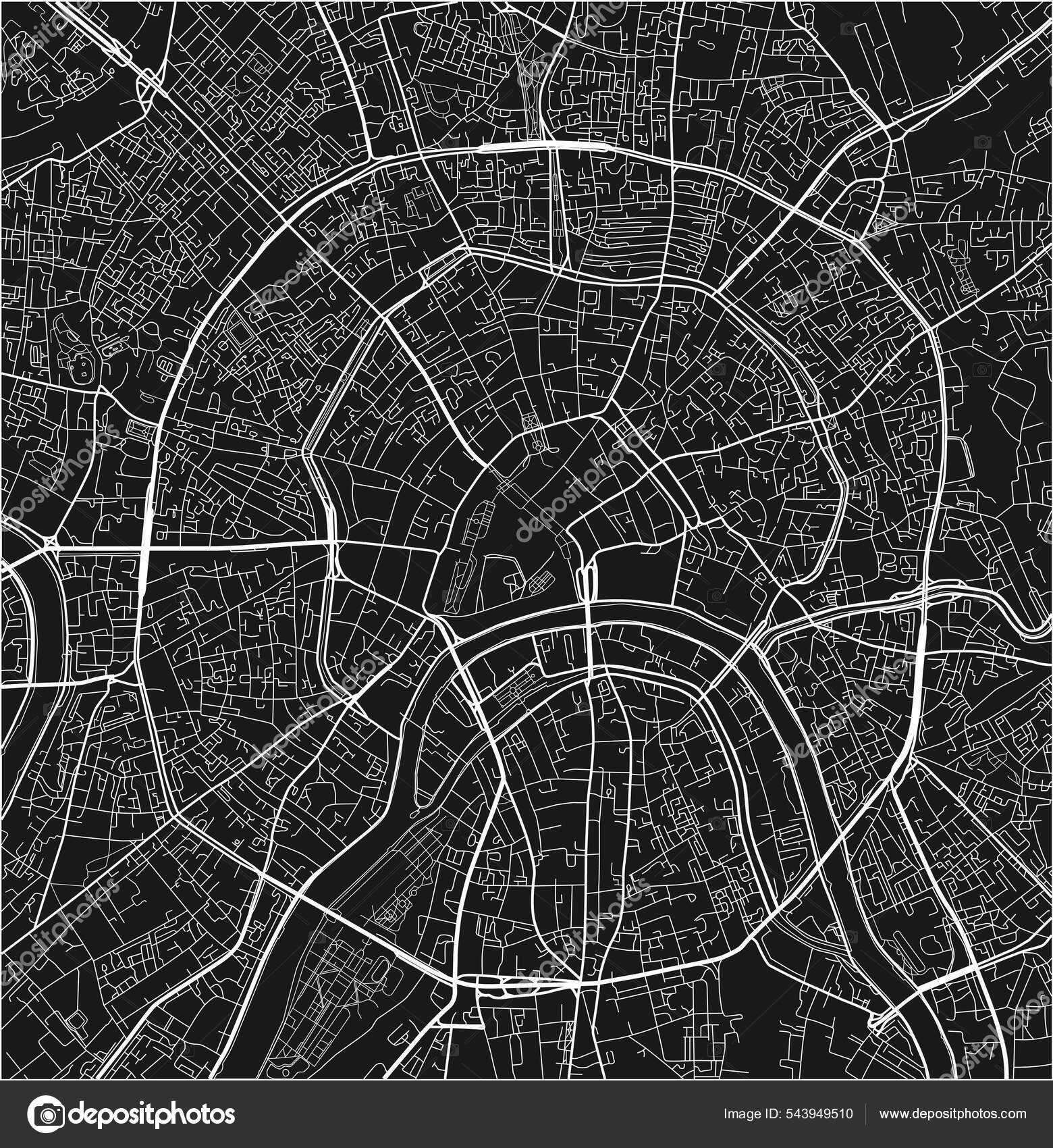 Black White Vector City Map Moscow Well Organized Separated Layers Stock Vector by ©delpieroo ...