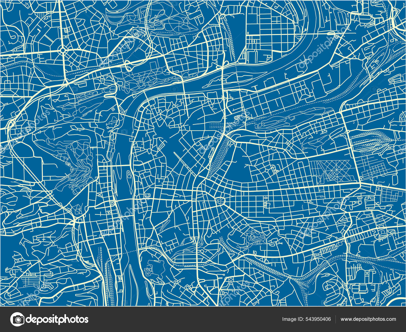 Blue White Vector City Map Prague Well Organized Separated Layers Stock Vector by ©delpieroo ...