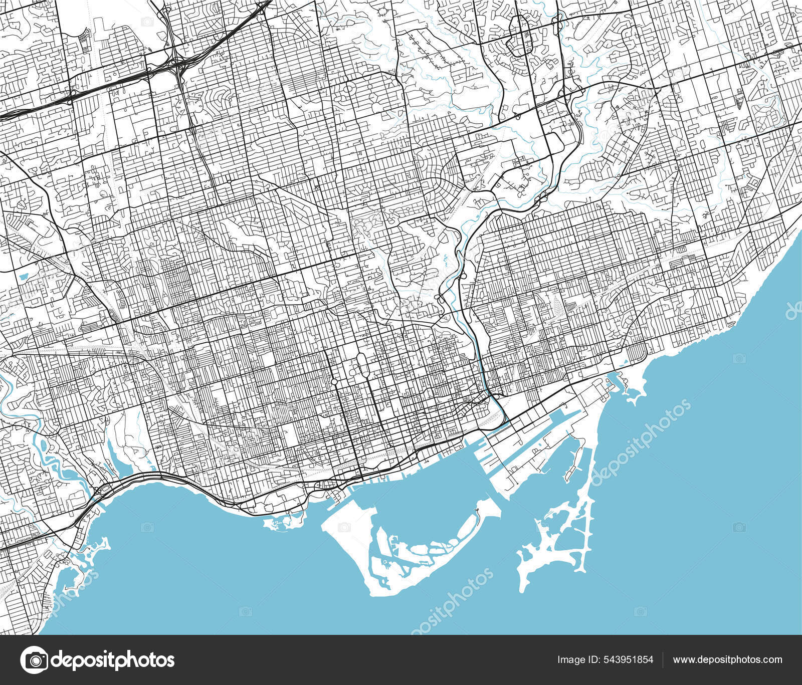 Black White Vector City Map Toronto Well Organized Separated Layers ...