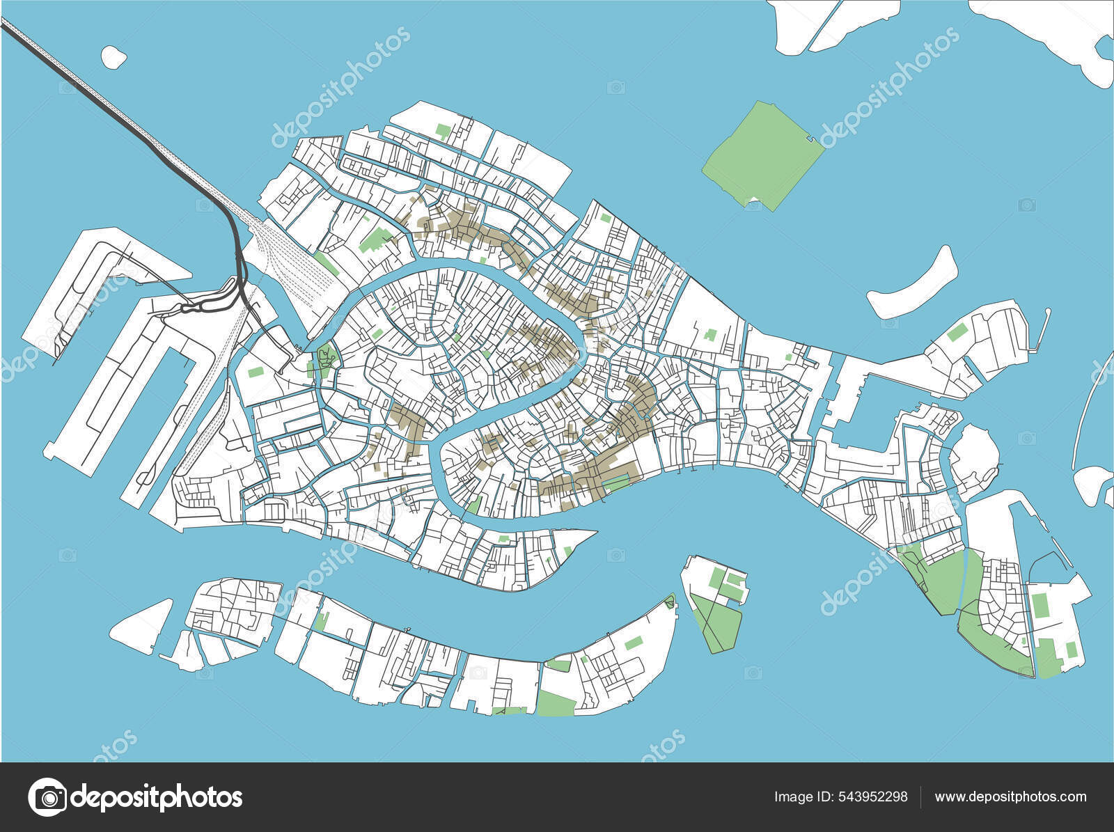 Colorful Venice Vector City Map Stock Vector Image by ©delpieroo #543952298