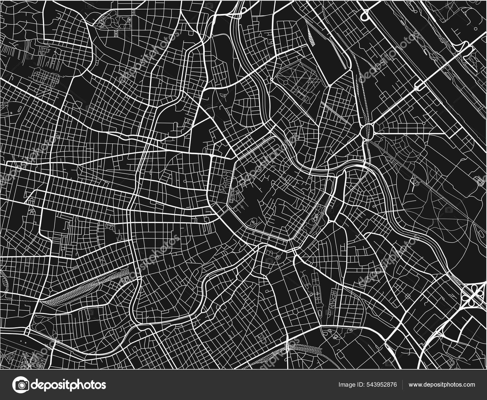Black White Vector City Map Vienna Well Organized Separated Layers Stock Vector by ©delpieroo ...