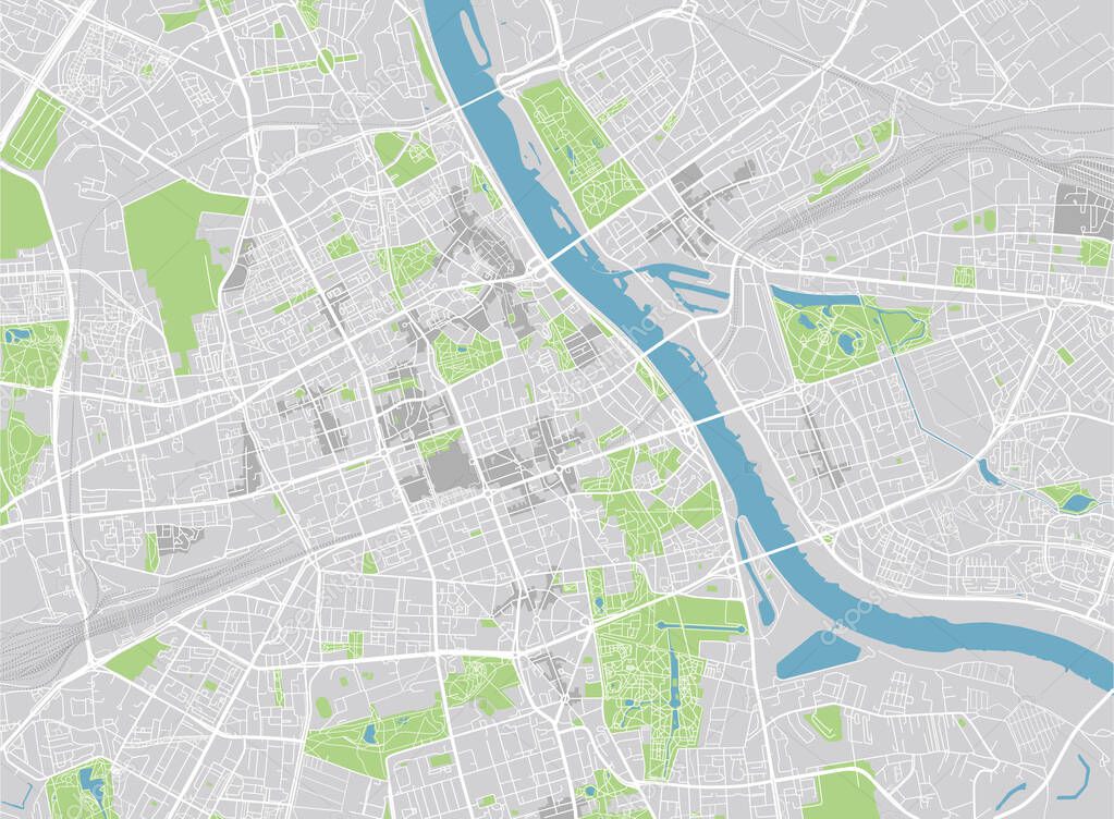 Mapa de Varsovia vectorial con capas separadas bien organizadas. 2024