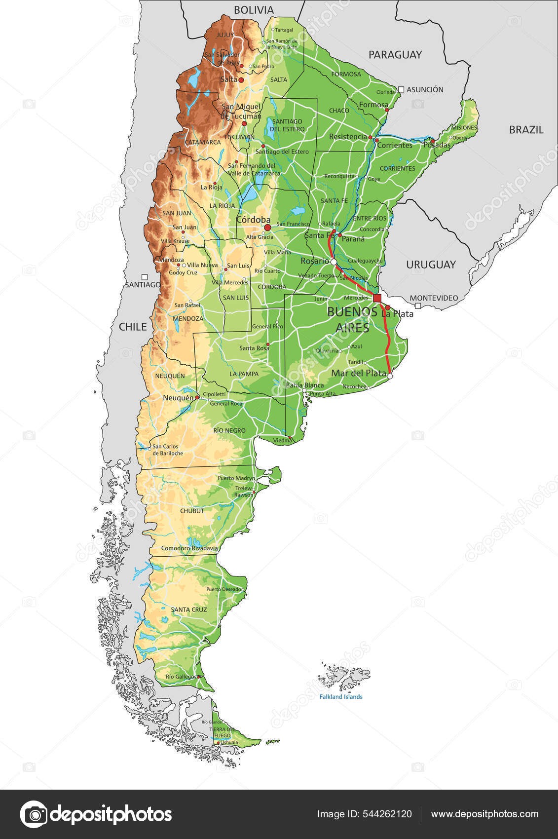 Highly Detailed Argentina Physical Map Labeling Stock Vector by ... Highly Detailed Argentina Physical Map Labeling Stock Vector by ...