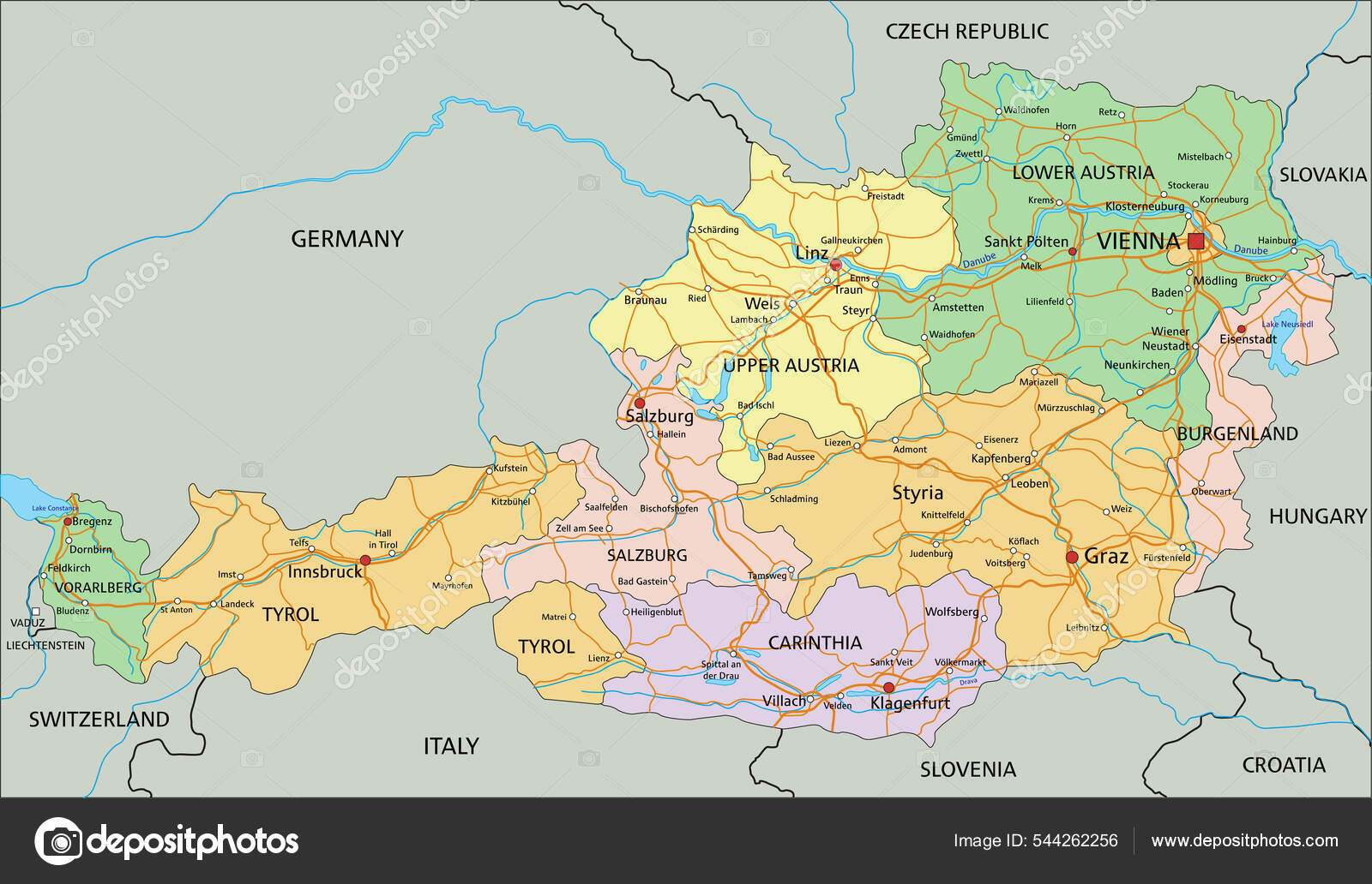 Political Map Of Austria
