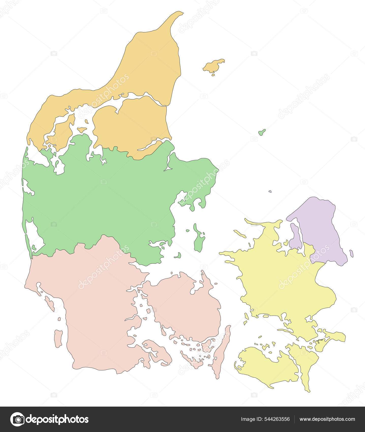 Denmark Highly Detailed Editable Political Map Stock Vector by ...