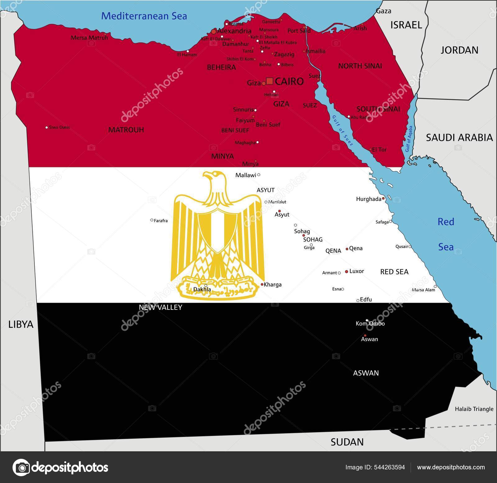 Egypt Political Map Vector Eps Maps Order And Download Egypt Middle