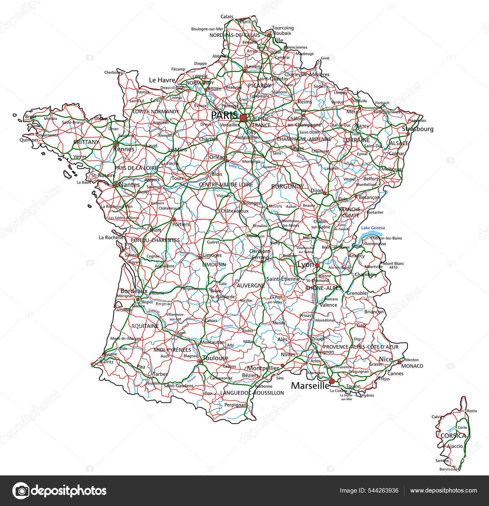Carte Routière Autoroutière France Illustration Vectorielle image ...