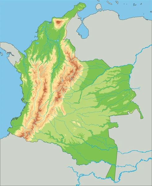 Mapa Físico Colombia Alto Detallado Vector de stock #544263068 de ...