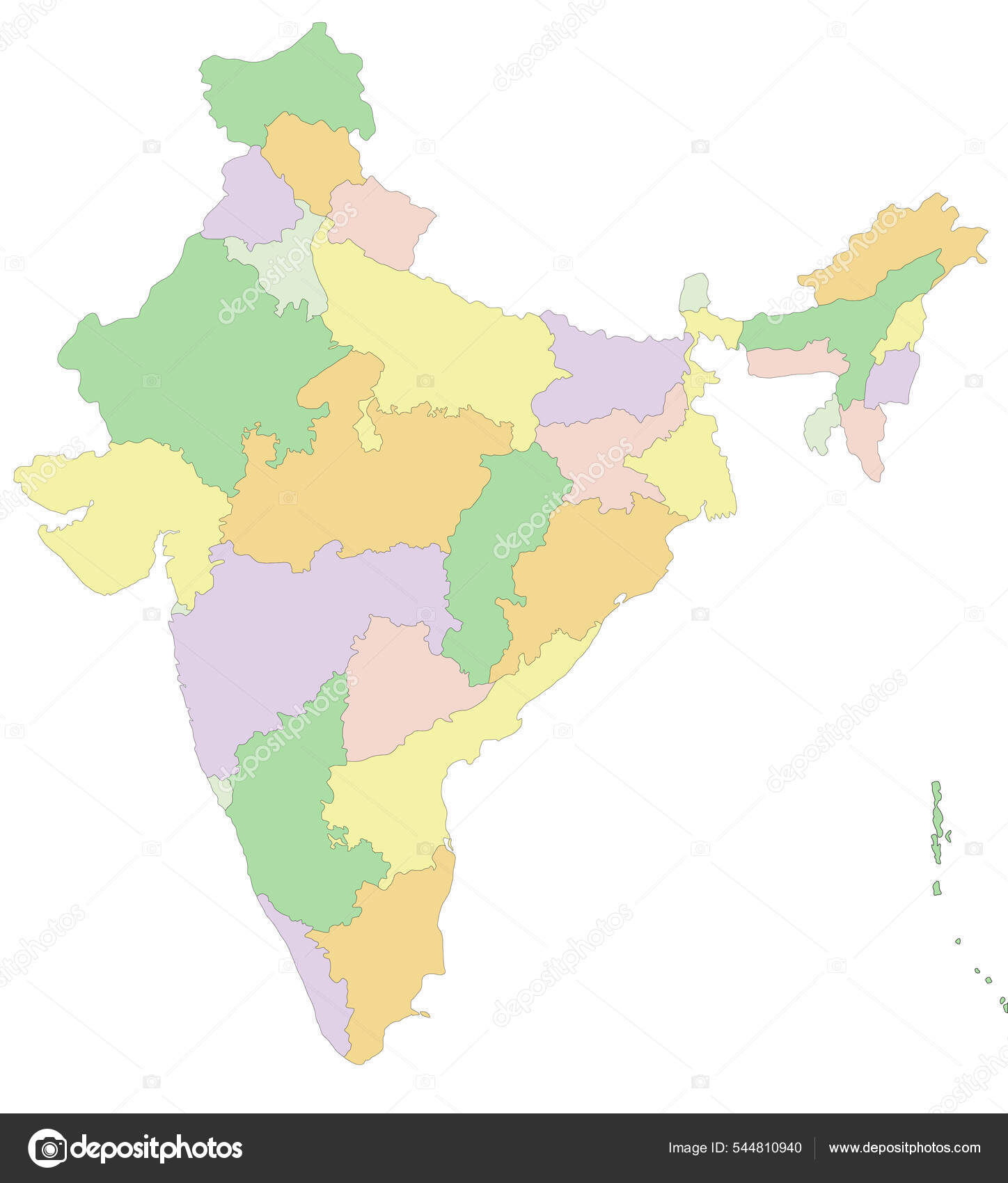 India Highly Detailed Editable Political Map Stock Vector by ©delpieroo ...