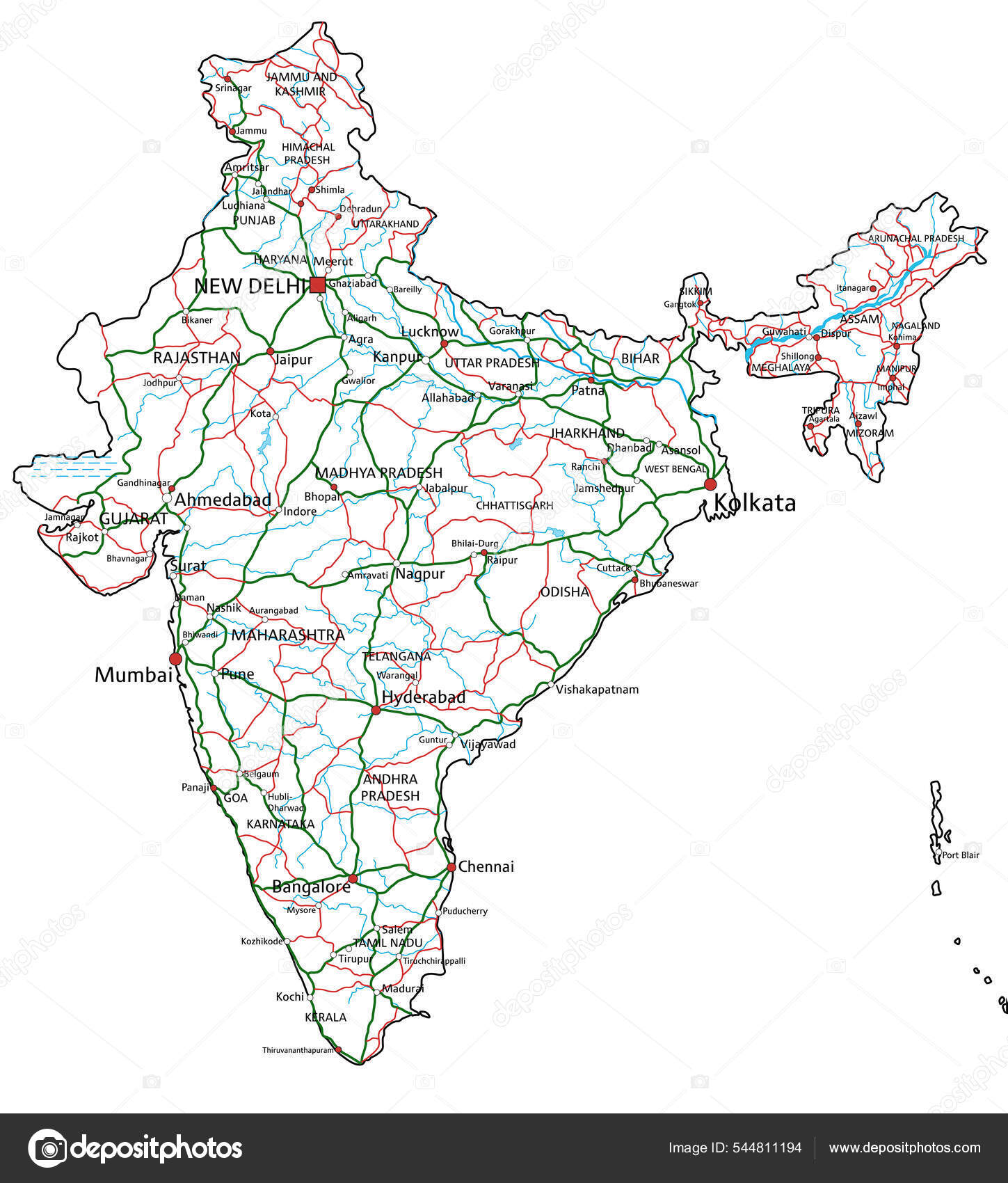 India Road Highway Map Vector Illustration Stock Illustration by ...