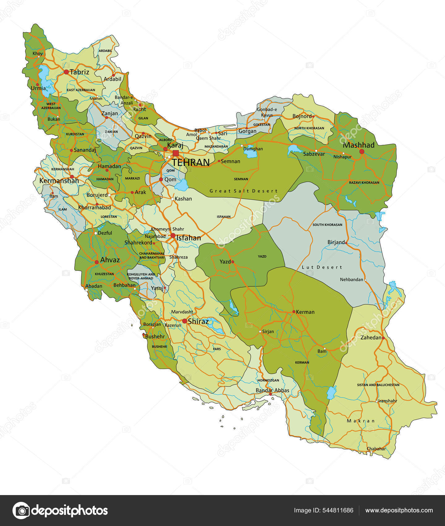 Detailed Political Map Of Iran Ezilon Maps