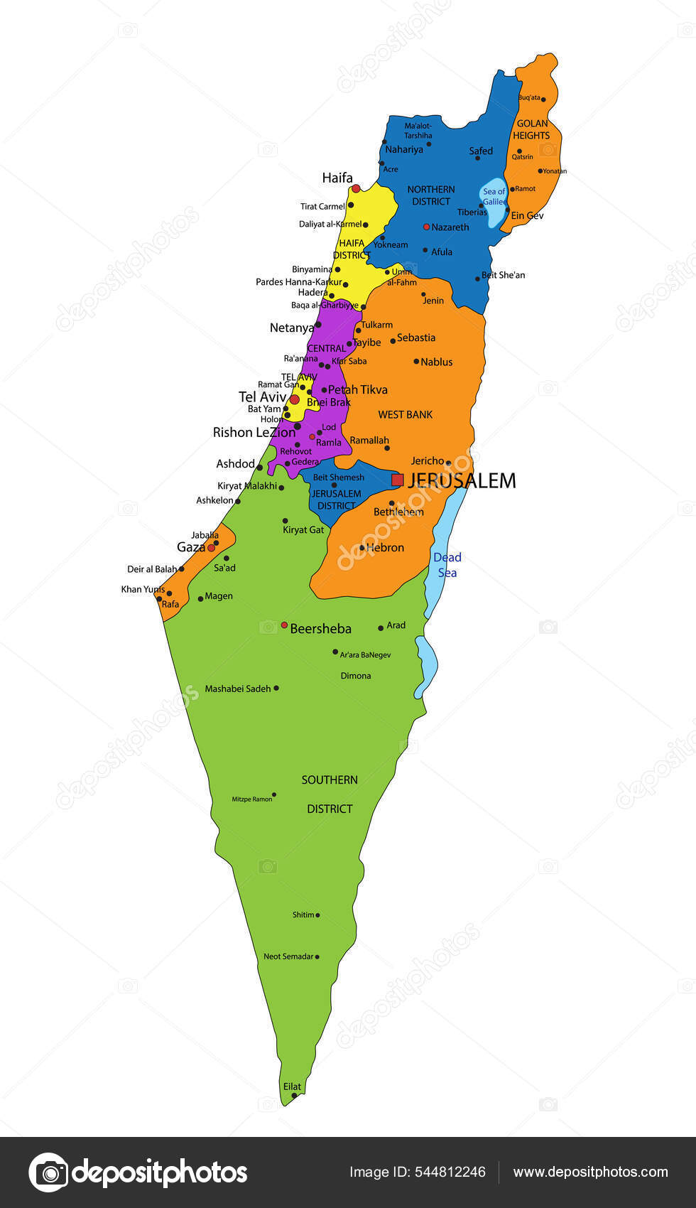 Colorful Israel Political Map Clearly Labeled Separated Layers Vector ...
