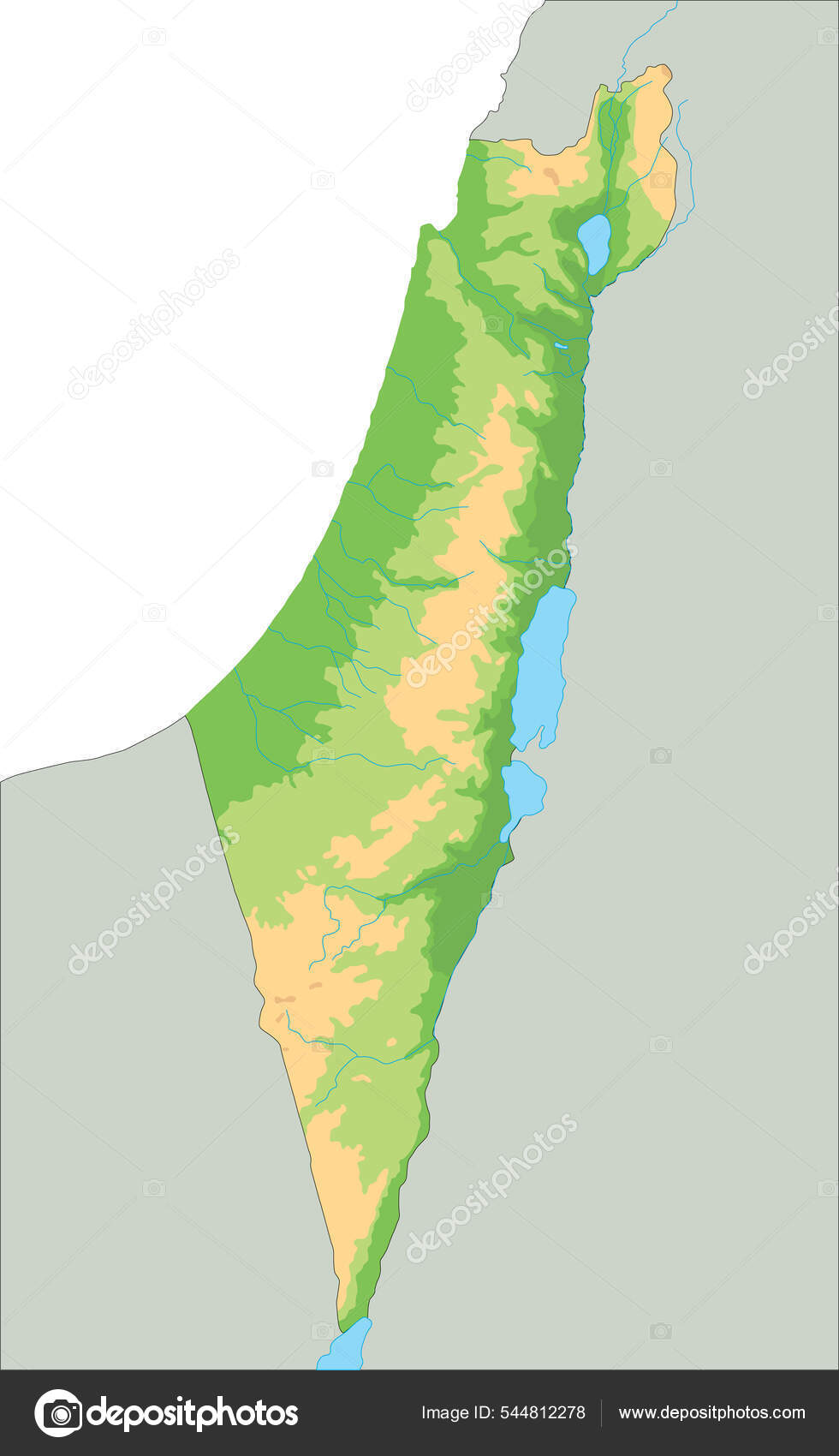 High Detailed Israel Physical Map Stock Illustration by ©delpieroo ...