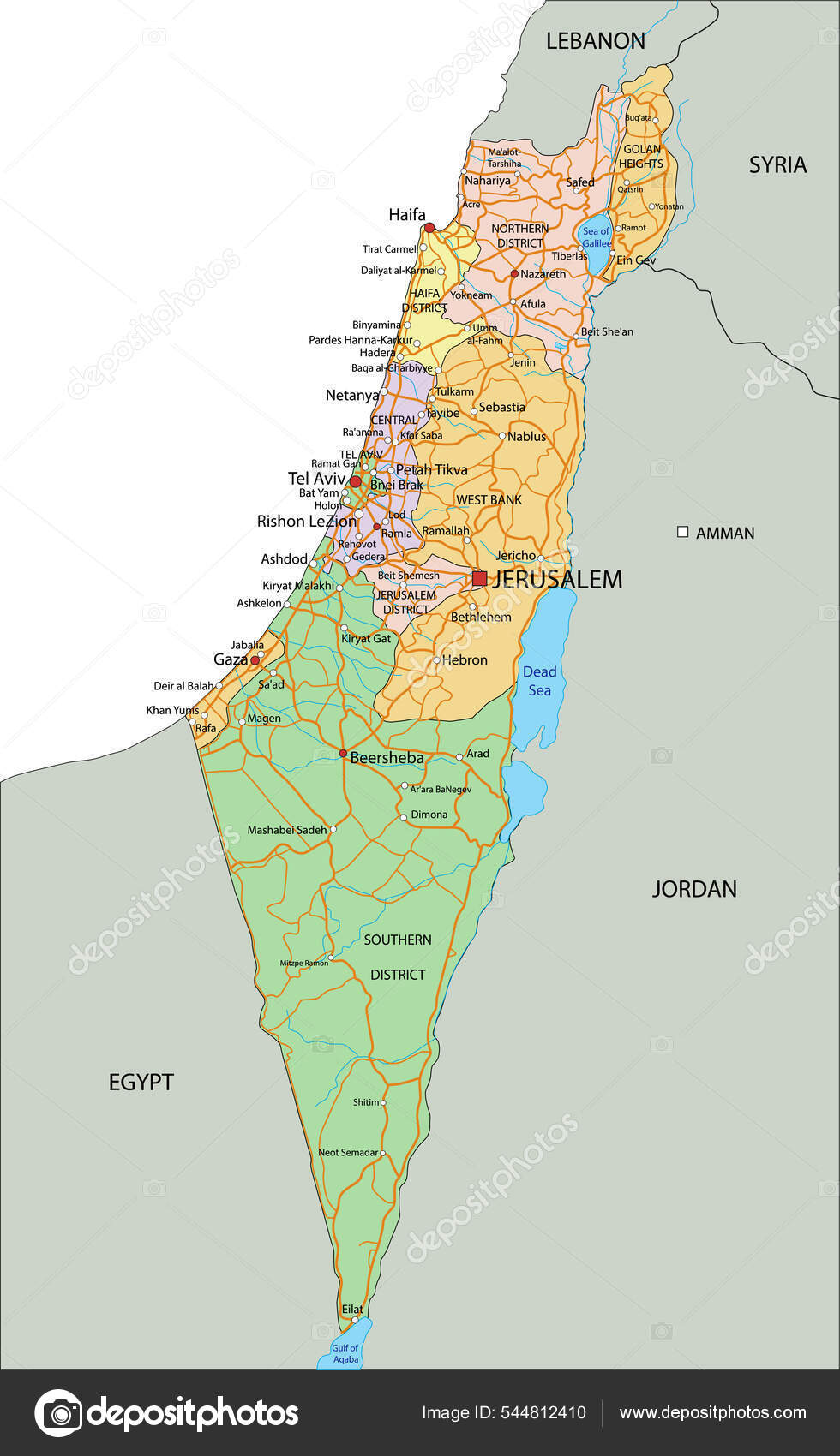 Srail Etiketli Son Derece Ayrıntılı Düzenlenebilir Siyasi Harita ...