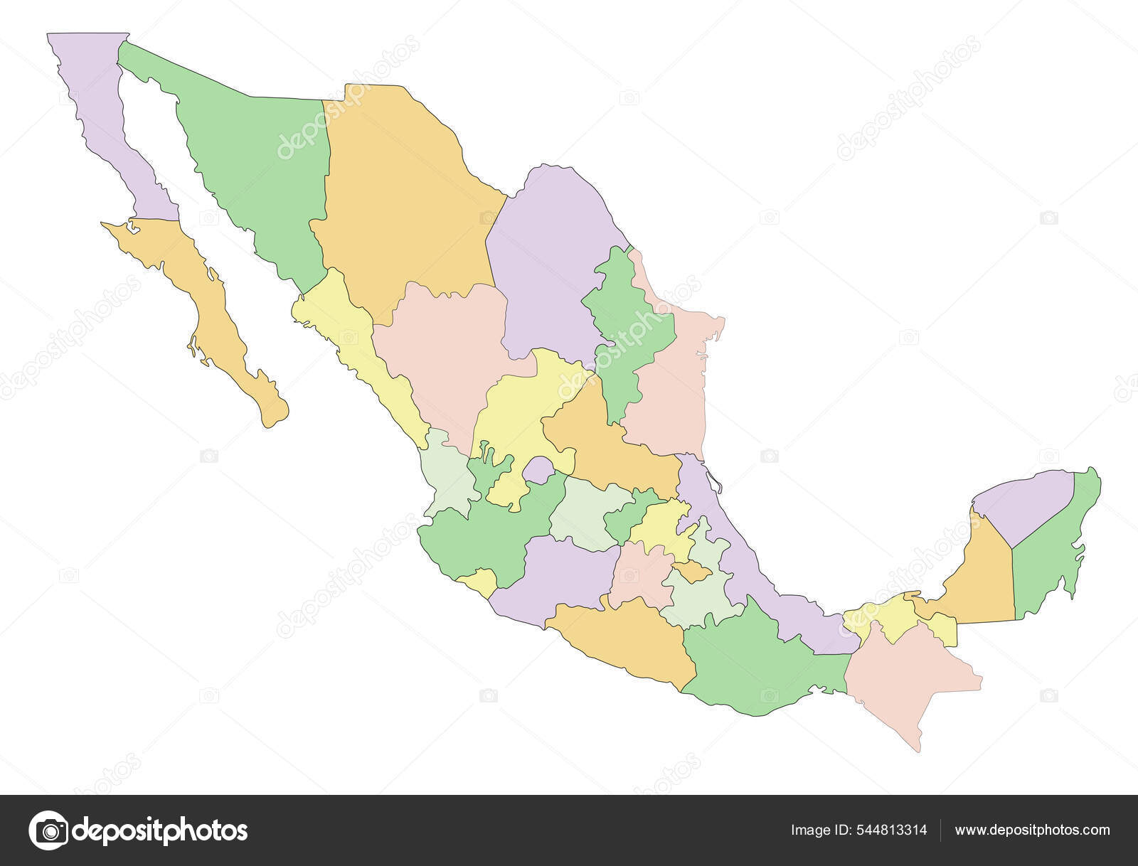 Mexico Highly Detailed Editable Political Map Stock Vector Image by ...