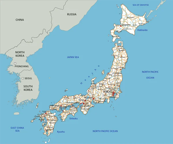 Highly Detailed Editable Political Map Separated Layers Japan Stock ...