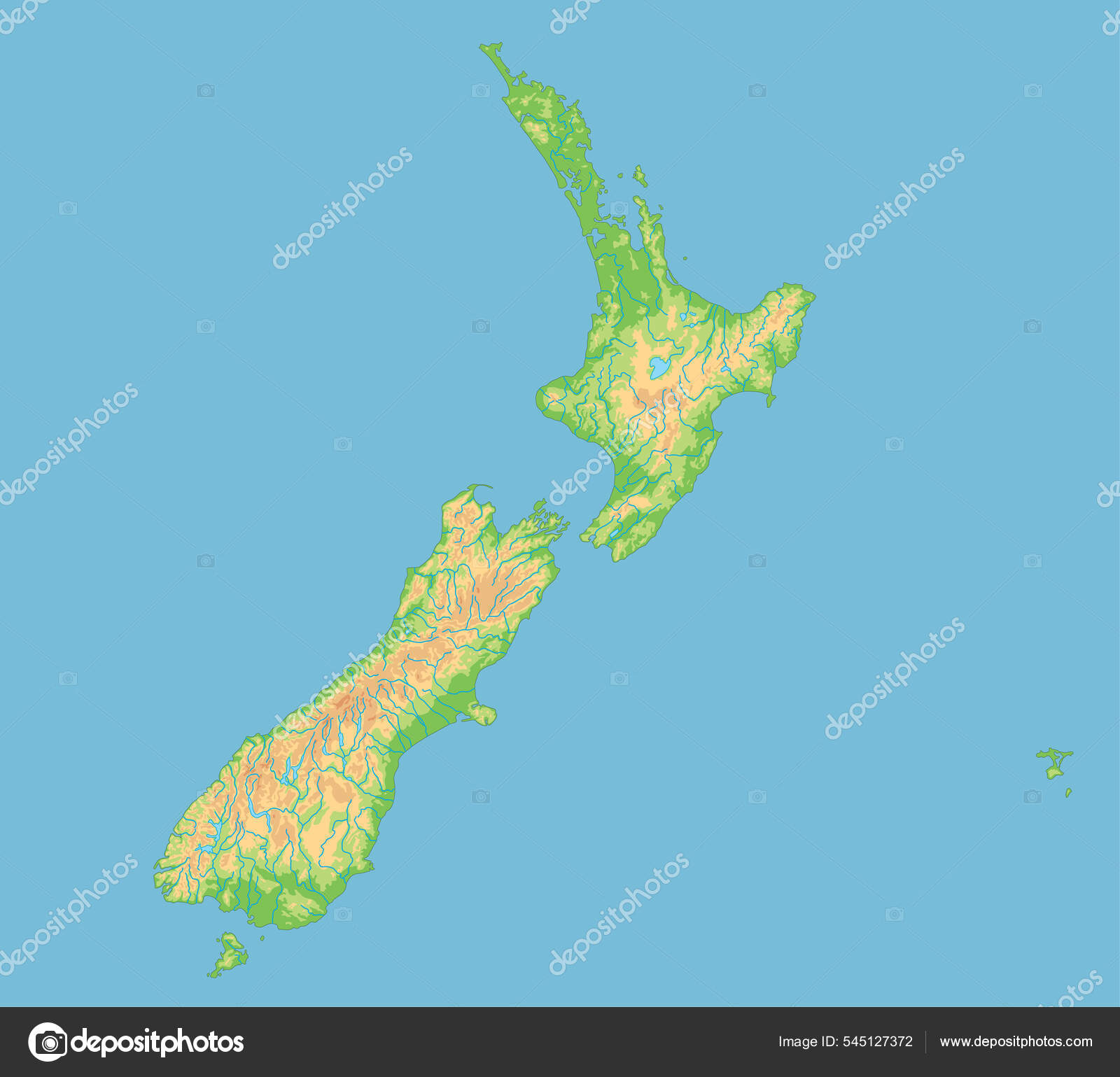 Large Detailed Political Map Of New Zealand With Relief