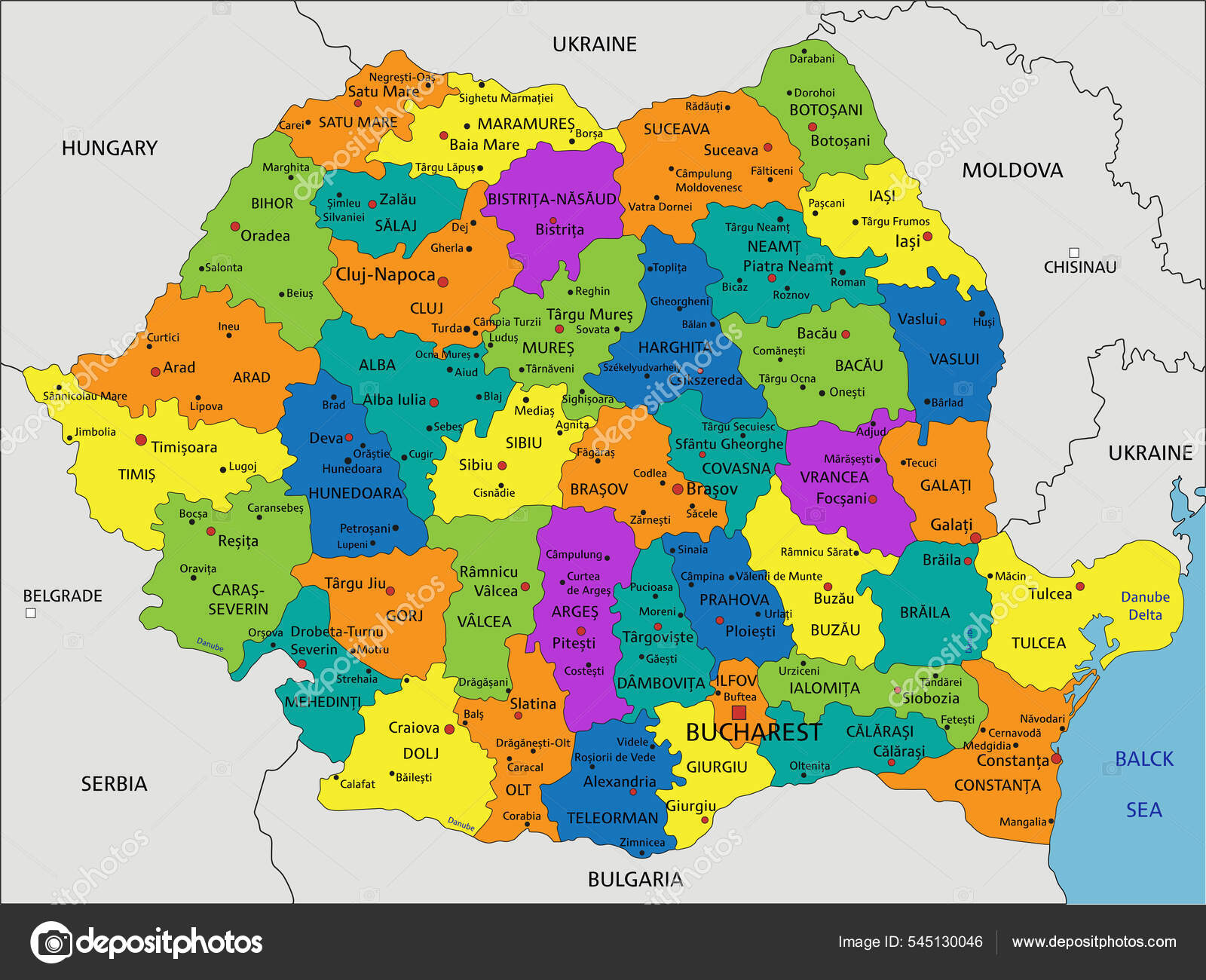 Açık Bir Şekilde Etiketlenmiş Ayrılmış Katmanları Olan Renkli Romanya ...